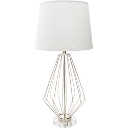 Argia Stainless Steel Base and Linen Shade Table Lamp, White | Zuri ...