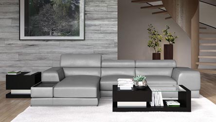 Zuri furniture white wynn leather sectional chaise store