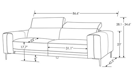 Rousso Leather Loveseat - Orange | Zuri Furniture